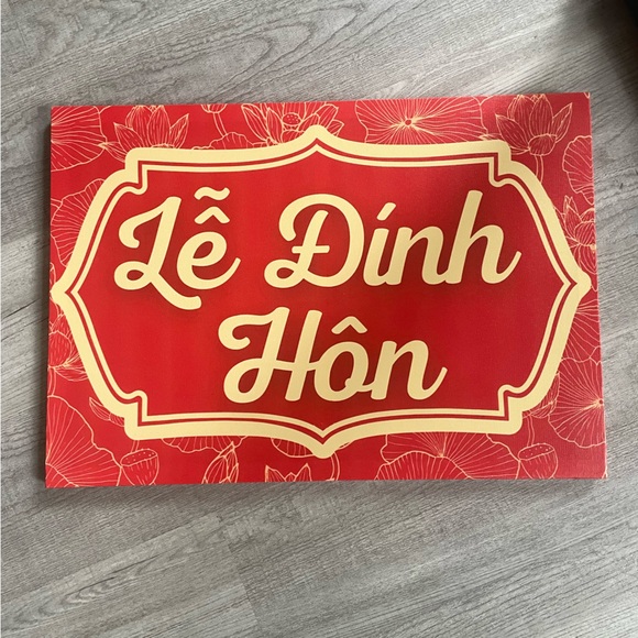 Other | Red And Gold Le Dinh Hon Vietnamese Engagement Wedding Sign For ...